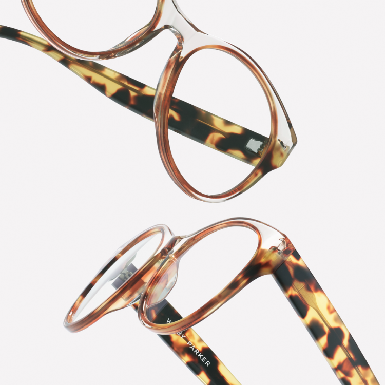 Winston Eyeglasses in Crystal with Inlet Crystal and Oak Barrel